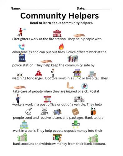 Community Helpers Reading and Activities for Special Ed | TPT