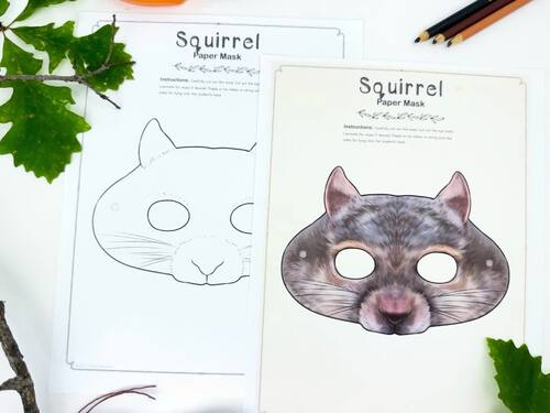 Squirrel | Paper Mask | Printable Craft | Squirrels by Simply Schoolgirl