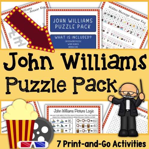 John Williams Film Music Composer Activities, Low-Prep Middle School ...