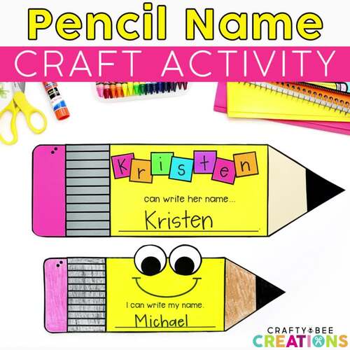 Pencil Name Craft | Back to School Craftivity | Letter Recognition Activity