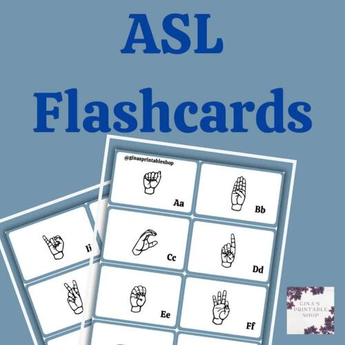 ASL Alphabet Flashcards with Letter by GinasPrintableShop | TPT