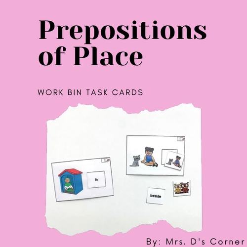 Prepositions Work Bin Task Cards | Centers for Special Ed by Mrs Ds Corner