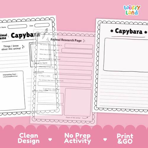 Capybara Animal Research Worksheet | Printable Wildlife Science Report ...