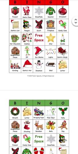Christmas and Winter Bingo Bundle! 25 Card Sets- 35 Different Words ...