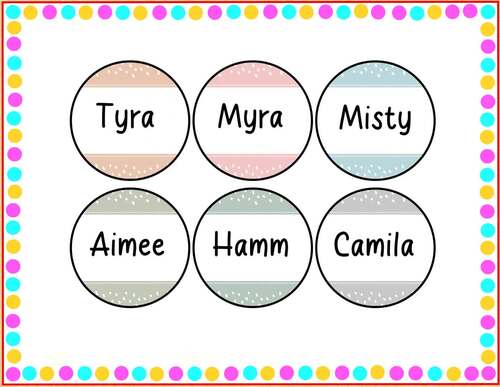 Printable Boho Neutral Spotty Round Student Name Labels, Circle Name ...