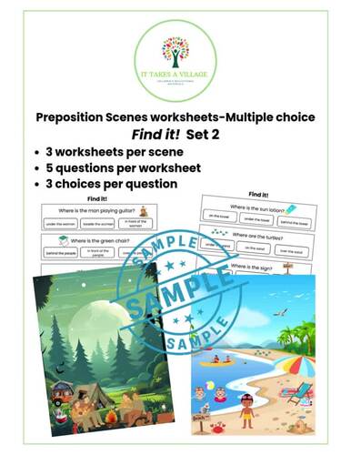 Prepositions Worksheets-Scenes- BUNDLE-10 scenes, 25 worksheets | TPT