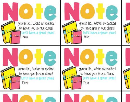 Notebook Beginning of Year Gift Tag-Note gonna lie...I'm so excited to ...