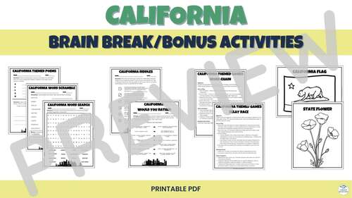 California Social Studies Worksheet Activities Differentiated No Prep 3 ...