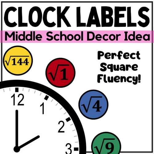 ⭐ 6th grade Math Posters Perfect Square Root Black Colorful Clock ...