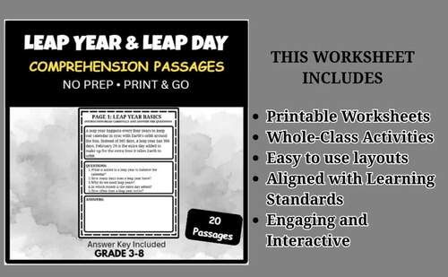Leap Year Literacy Pack – Short Passages & Comprehension Questions ...