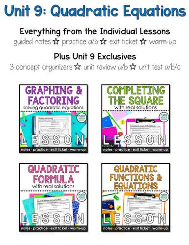 Algebra 1b Unit 9 Solving Quadratic Equations By Graphing Worksheet ...