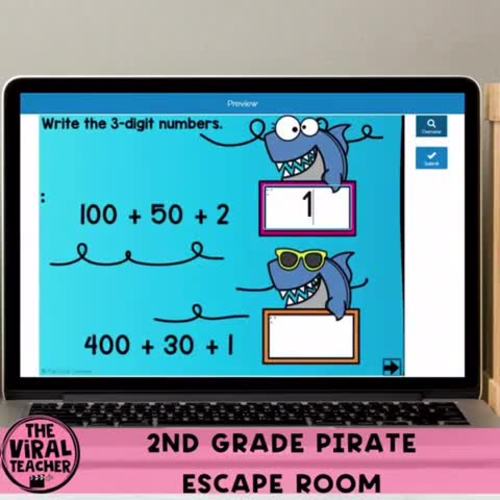 2nd Grade Math and ELA Pirate Escape Room Boom™ Cards by The Viral Teacher