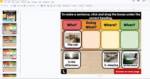 Make a Sentence! Drag-and-Drop Digital Resource for 1st, 2nd, 3rd Grades