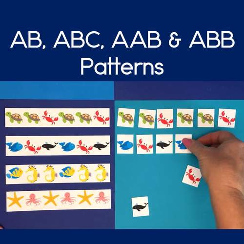 Ocean Animal Patterns Math Center with Differentiated Patterning Worksheets