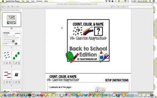 Count, Color, & Name Wh-Question Adapted Book - Back to School Edition