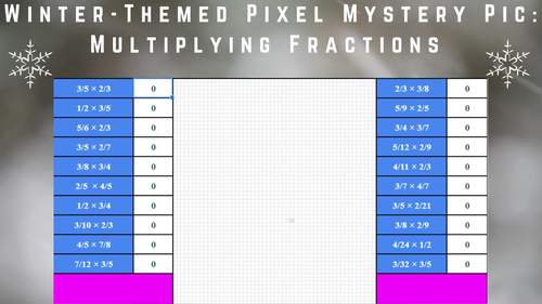 Winter-Themed: Pixel Art Mystery Pic BUNDLE-5th Grade Math: Fractions