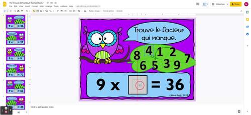 La multiplication x9 Trouve le facteur: Google Slides™ by Mme Bock