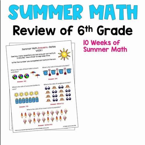 Summer Math Worksheets - Review of 6th Grade for Rising 7th Graders