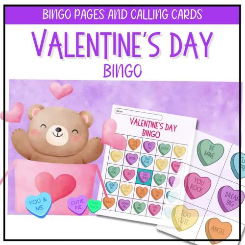 Valentine's Day Conversation Heart Bingo Game Printable Activity