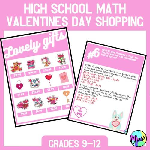Valentines Day February Gift Shopping Math | High School by Classdesigns
