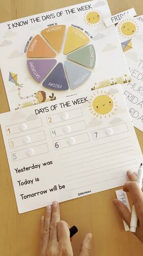 Days of the Week Chart Wheel, Montessori Preschool Worksheets, Weekdays ...