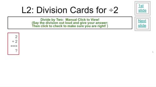 Division Flashcards, Level 2, Math Practice, Math Facts, Flash Cards