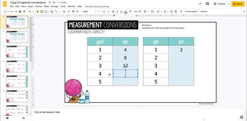 Converting Customary Capacity Google Slides Measurement Conversion Activity