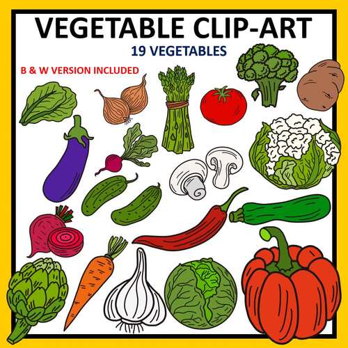 VEGETABLE CLIP-ART/B&W VERSION INCLUDED/300 DPI/FOR COMMERCIAL USE