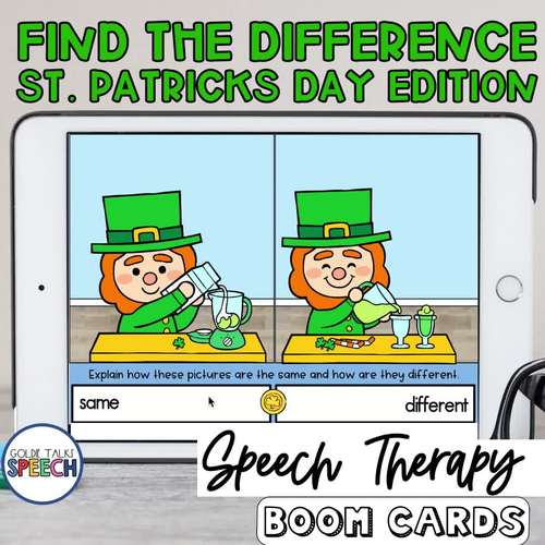 Find the Difference St. Patrick's Day | Boom Cards Speech Therapy
