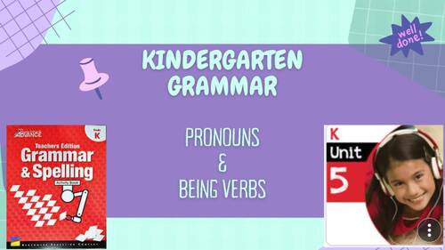 Benchmark Grammar - Unit 5 - Kindergarten (Pronouns and Being Verbs) by ...