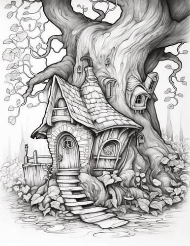 Enchanted Fairy Homes Coloring Book: 50 Magical Fairy House Coloring ...
