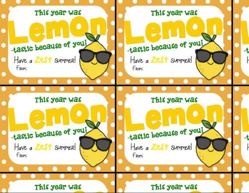 Lemon/Warheads End of Year Gift Tag- This year was Lemon-tastic because ...