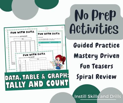 Marking Tallies and Graphing Data with Templates and Practice Worksheets