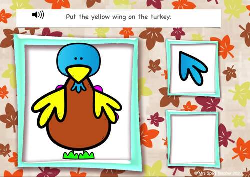 Boom Cards™ Thanksgiving Turkey Following Directions by Mrs Sped Teacher