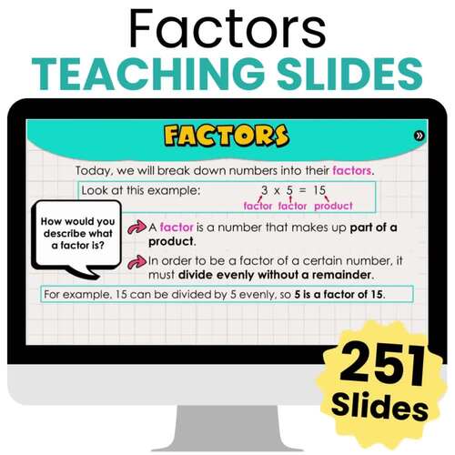 Factors Teaching Slides - 4th Grade Math Teaching Slides by Jennifer ...