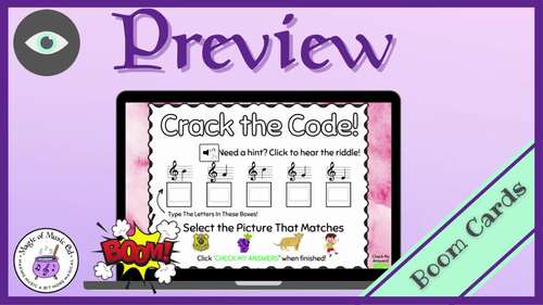 Crack the Treble Clef Code Boom Cards | Live OR Distance Learning!