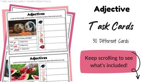 Adjectives Task Cards - Australian Curriculum - Vocabulary - 5 Senses ...
