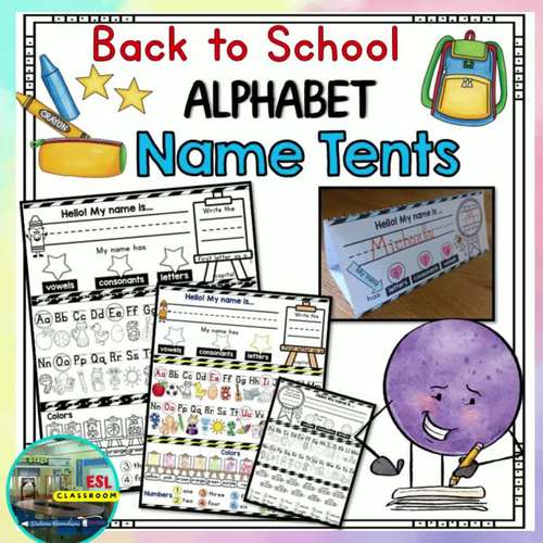 ESL/ Back to School ️ALPHABET Tri-Fold Horizontal Desk Name Tents ...