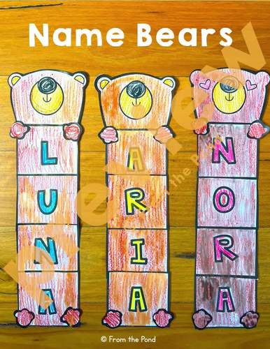 Winter Grizzly Bear Name Craft | Fine Motor and Letter Activity | TPT