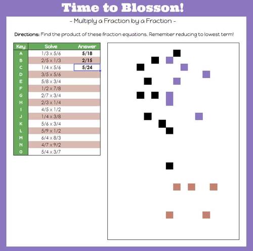 Fractions Multiplication / Pixel Art – Self-Checking Activity by Mr Joe ...