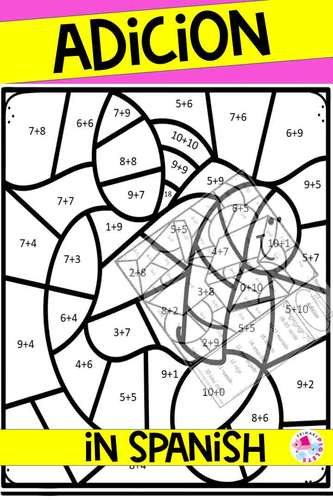 Spanish Back to School Color by Number Addition by Primary Piglets