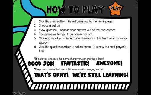 Distance Learning - Sums of Ten - Space Game - PowerPoint Game - Addition