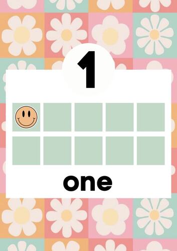 Groovy Smiley Face Tens Frames Posters 1 -10 by The Preppy Para | TPT