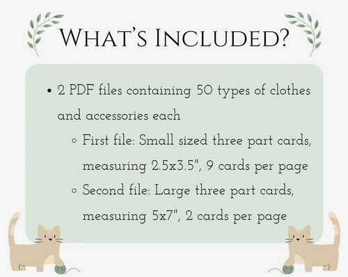 50 Clothes and Accessories Flashcards | Montessori Toddler Flash Cards