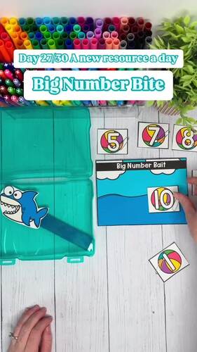 Shark Bait Numbers {Comparing Numbers to 20} Math Center | TPT