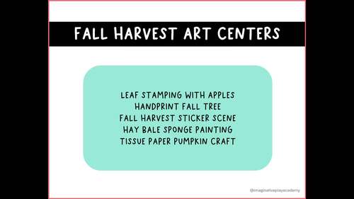 Preschool Centers: Fall Harvest BUNDLE | TPT