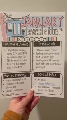 January Winter Newsletter Template Editable by The Teaching Diva Corner