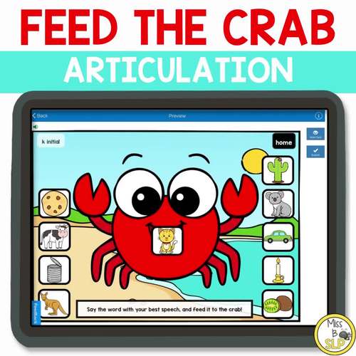 Digital Feed the Crab Articulation - Boom Cards by Miss B SLP | TPT