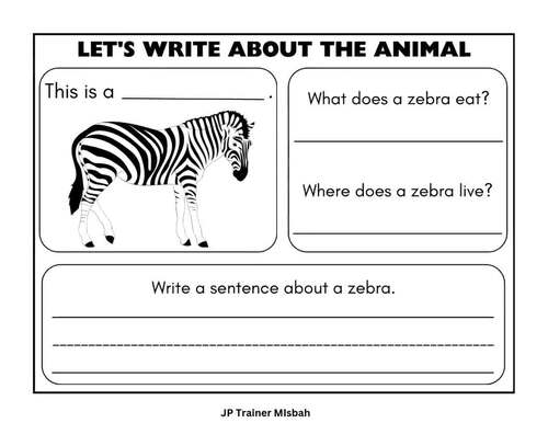 "Let's Write About Animals – Early Writing & Science Worksheet by Misbah JP