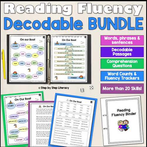 Decodable Passages Readers BUNDLE + Fluency Tracker & Games Orton ...